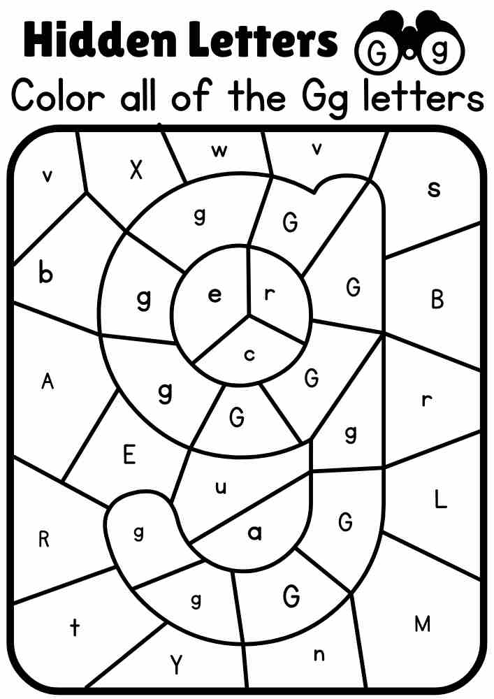 g Small Letter Color all of the Gg letters and find the hidden letter Interactive Coloring ...
